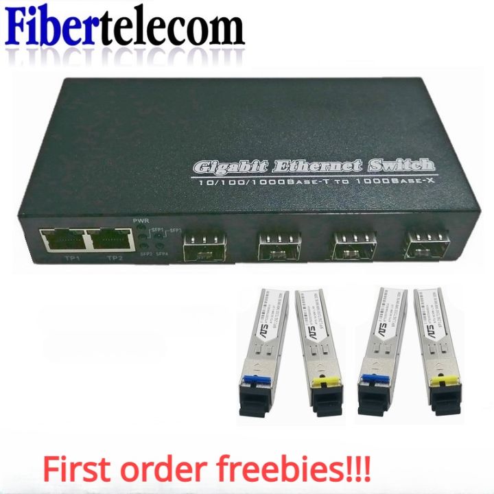 Fiber Optical Media Converter Gigabit Ethernet switch 4 SFP port 3 RJ45 ...