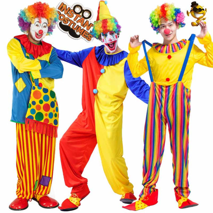 Adult Circus Clown Costumes Colorful Joker Sets Patch Clown Cloting ...