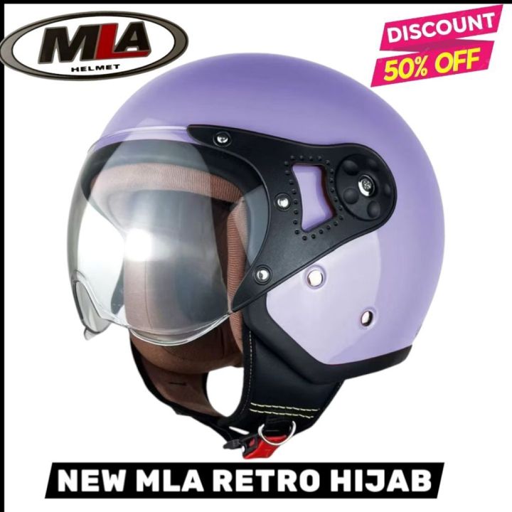 Helm MLA Hijab - Helm MLA Bogo Retro Dewasa Premium SNI Full Leher ...
