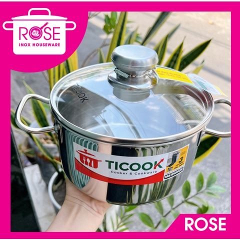 Nồi Inox 304 3 Lớp Nắp Kính Bếp Từ Ticook - Nồi inox 3 lớp inox 304 sử ...