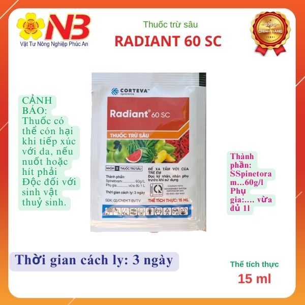 Radiant 60SC 15ml (Spinetoram) Thuốc trừ sâu sinh học cao cấp trừ bọ ...