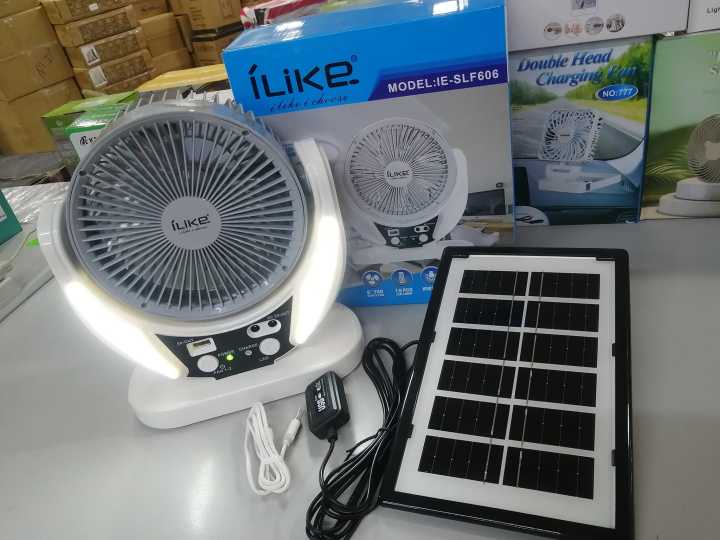 iLike Solar-Powered Rechargeable Fan with LED Light - Model: IE-SLF606 ...