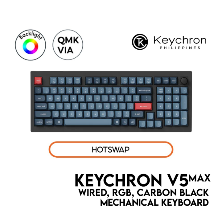 Keychron V5 Max Knob QMK Mechanical Keyboard, Carbon Black, 96% Layout ...