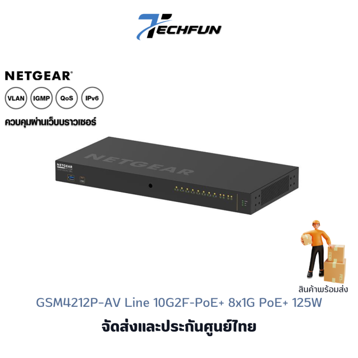 Netgear GSM4212P–AV Line M4250-10G2F-PoE+ 8x1G PoE+ 125W 2x1G and 2xSFP ...