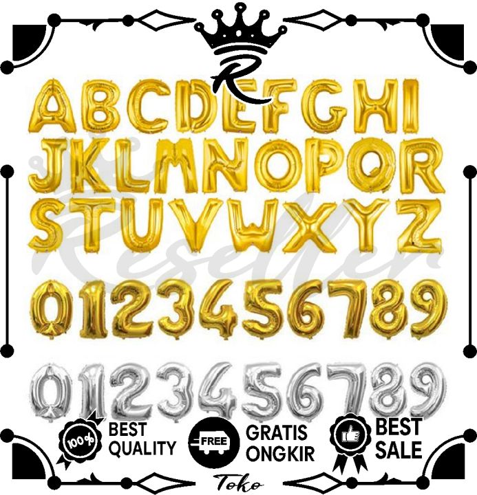 TOKORESELLER - Balon Huruf Angka 40cm Satuan / Balon Alphabet A-Z Balon ...