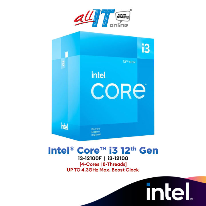 Intel® Core™ i3-12100F / i3-12100 [4-Core/8-Threads] Intel Processor ...