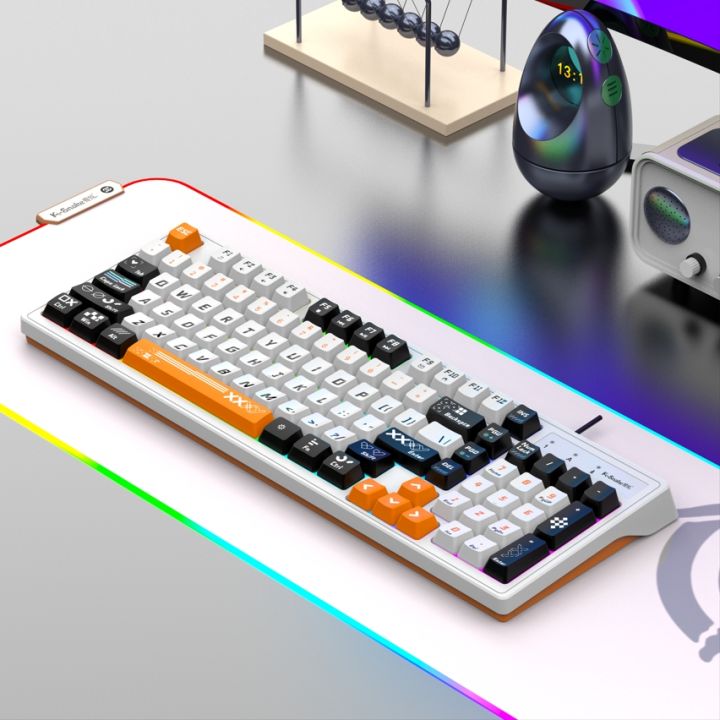 LED light gaming mechanical tactile keyboard with 98 keys, designed ...