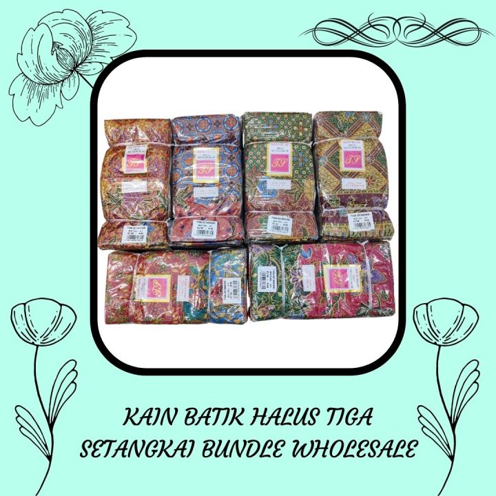 [Ready Stock] Kain Batik Halus Tiga Setangkai Bundle Wholesale (1 Ikat ...