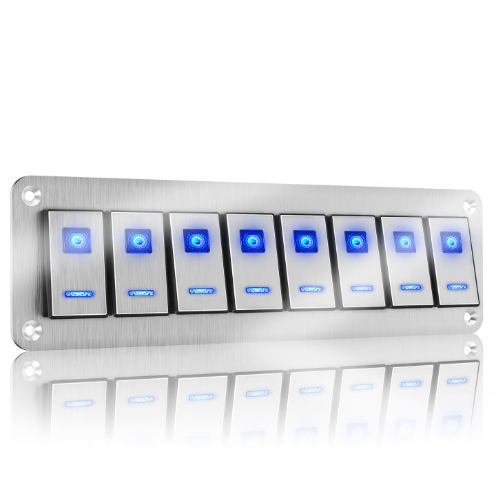 Metal waterproof switch panel 12V 24V dual light switch 2/3/4/6/8 Gang ...