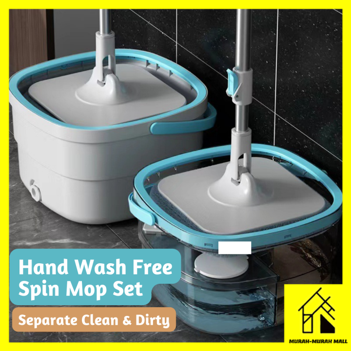 (🇲🇾READY STOCK)Square Spin Mop Set Bucket Automatic Rotating Lazy Mop ...