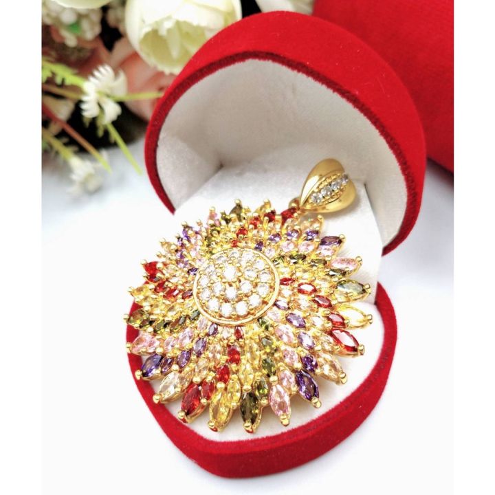 JIJD K502 จี้กงจักรพลอยนพเก้า เสริมศิริมงคล จี้พลอยนพเก้า จี้นพเก้า ...