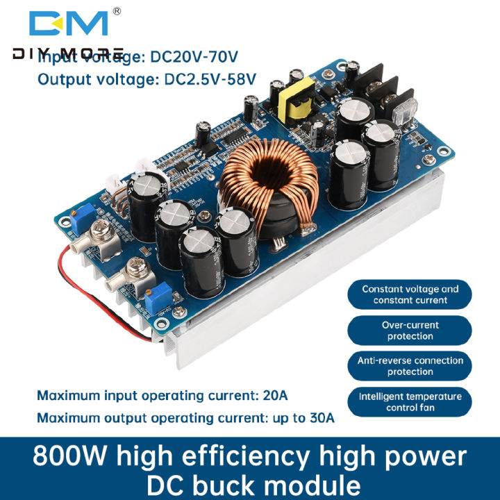 DC-DC Diymore โมดูลแหล่งจ่ายไฟแบบสเต็ปดาลงได้ DC20V-70V DC2.5V-58V 30A 800วัตต์ | Lazada.co.th