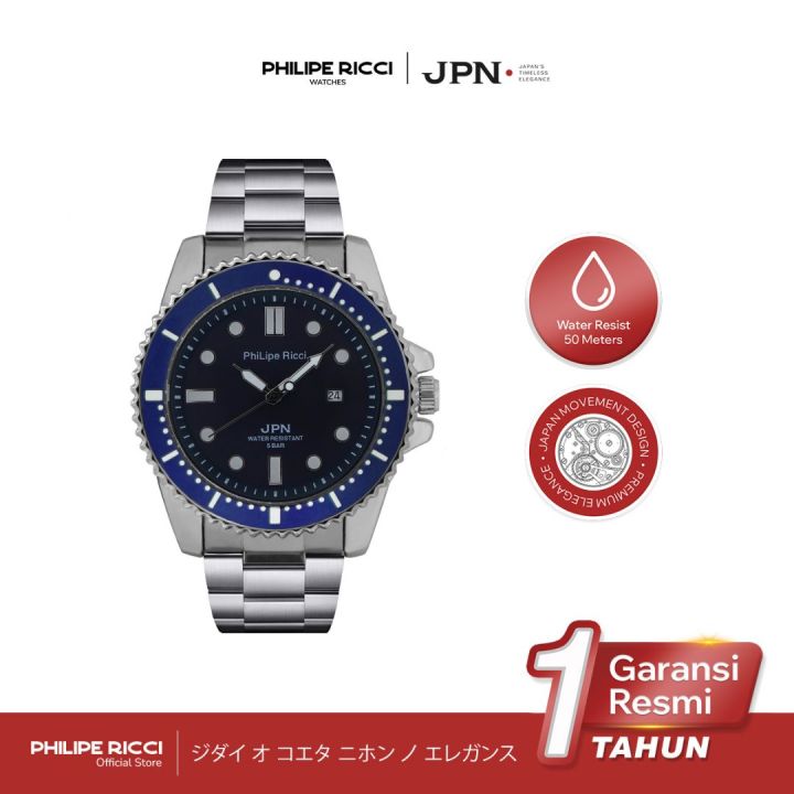 PhiLipe Ricci JPN Jam Tangan Pria Rantai Anti Air 100% Original ...