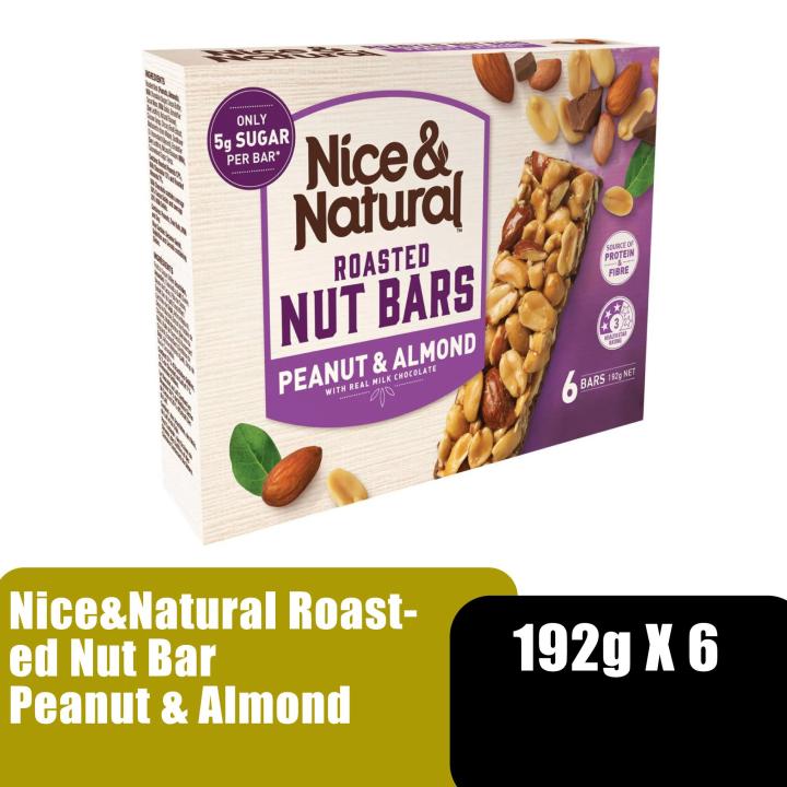 Nice&Natural Roasted Nut Bar Peanut & Almond 192g x 6 Protein Bar 蛋白棒 ...