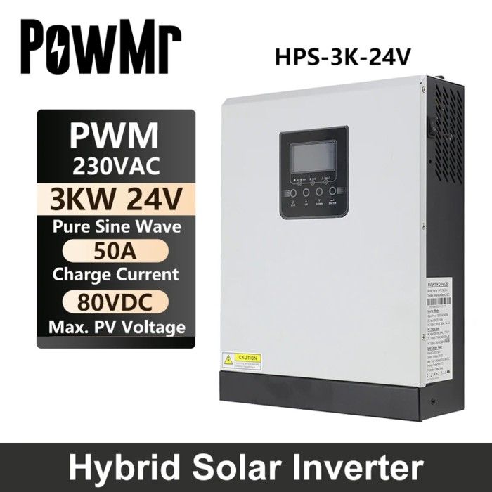POWMR 3KVA 2400W 220VAC HYBRID SOLAR INVERTER CHARGER INBUILT IN 24VDC | Lazada Indonesia