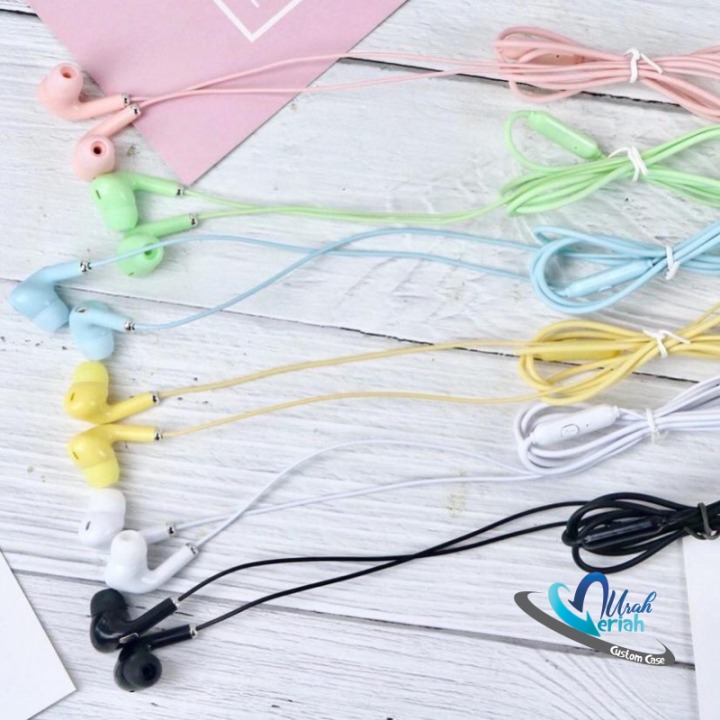 MM HEADSET HANDSFREE Hf earphone U28 MACARON MATE COLOR HIFI EXTRA BASS ...