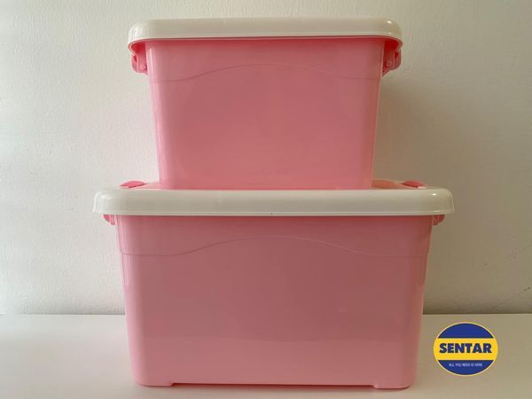 Pink Color Plastic Portable With Cover Storage Box /Organizer/Kotak ...