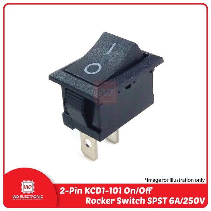 Rocker Switch SPST KCD1-101 6A 250V 2 pin 15x21mm Saklar on off 2 pin ...