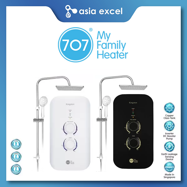 707 KINGSTON BLACK/WHITE INSTANT HEATER WITH RAINSHOWER SET AND DC ...