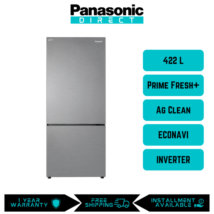 Panasonic NR-BX421BPS 2-Door Bottom Freezer Refrigerator Steel Door ...