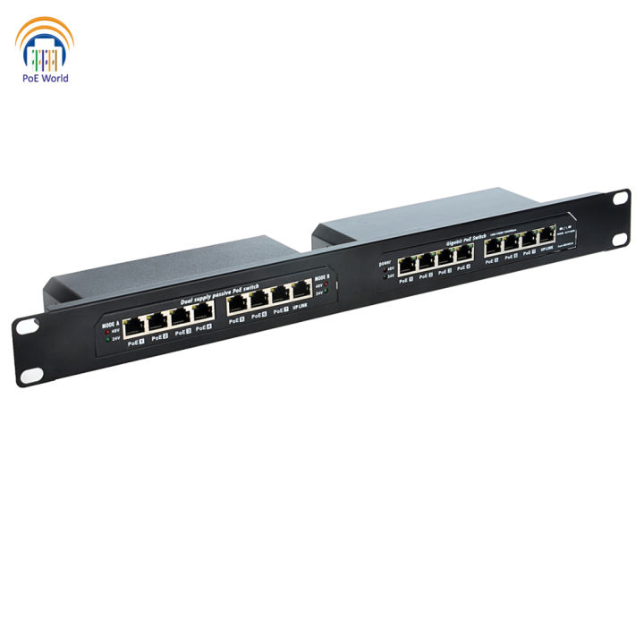 POE World 7 Port Gigabit PoE Switch Power over Ethernet Switch 10/100 ...