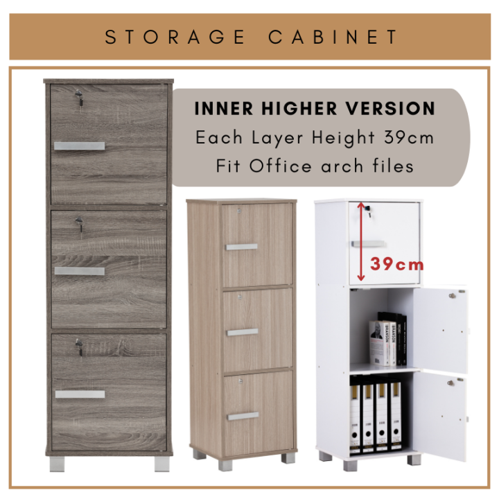 ALiST - NAOMI 3 Door Storage Cabinet with Lock / Almari Berkunci ...