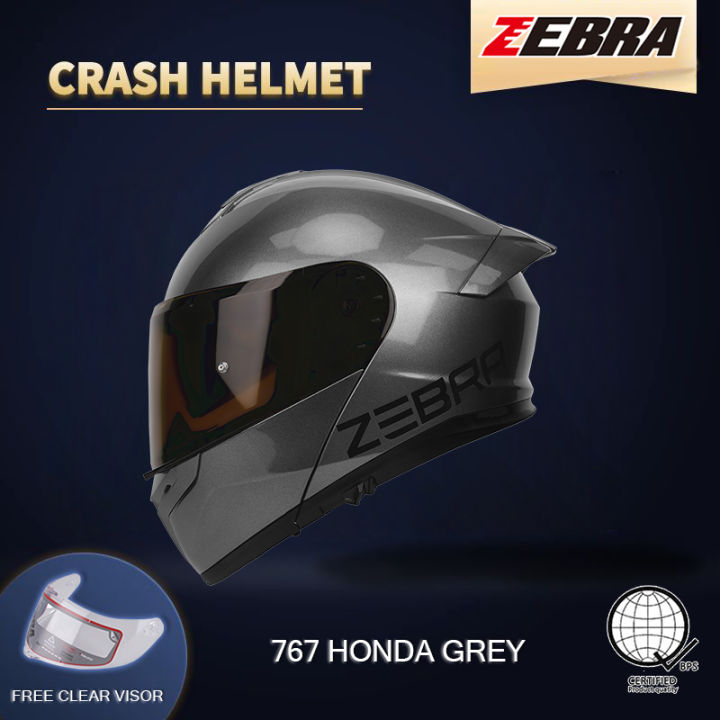 ZEBRA helmets 767 PLAIN Motorcycle modular helmet full face dual visor ...