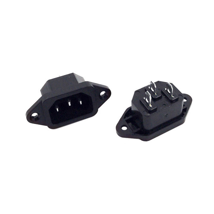 5pcs C14 3pin Male AC Inlet Socket 10A 250V Nylon+Copper C14 Male Plug ...
