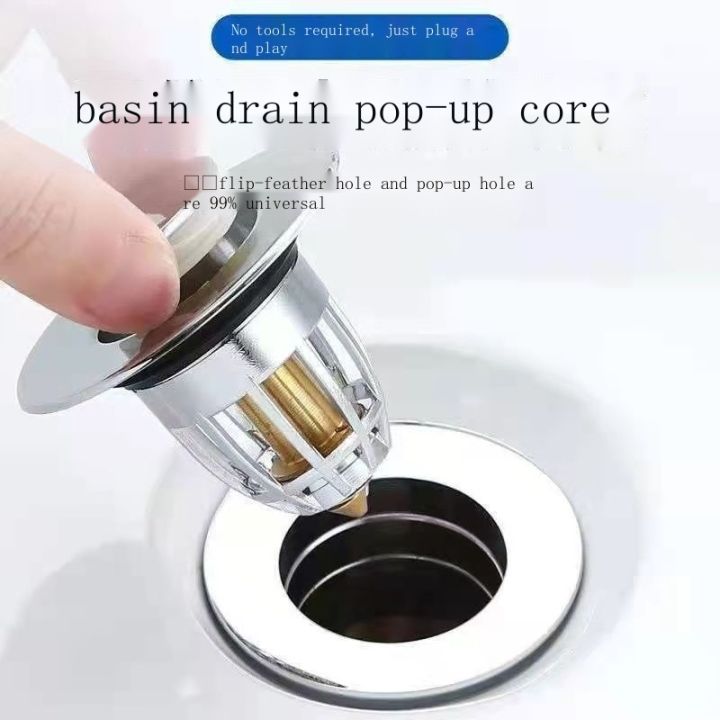 Universal Washbasin Leakage Plug All-Copper Spring Core Drainer Basin ...
