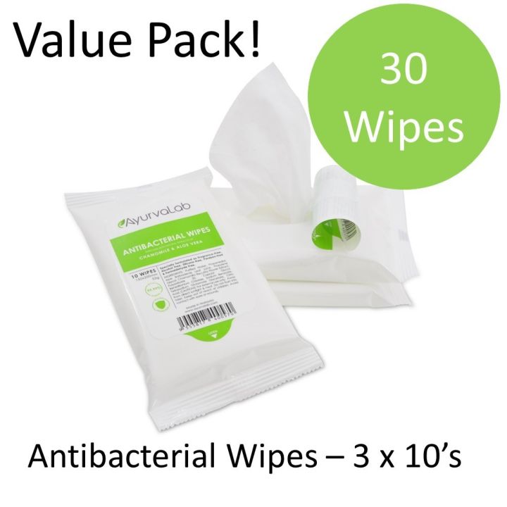 Antibacterial Wipes 3 in 1 Pack (3 x 10s) Natural Extracts, Chamomile ...