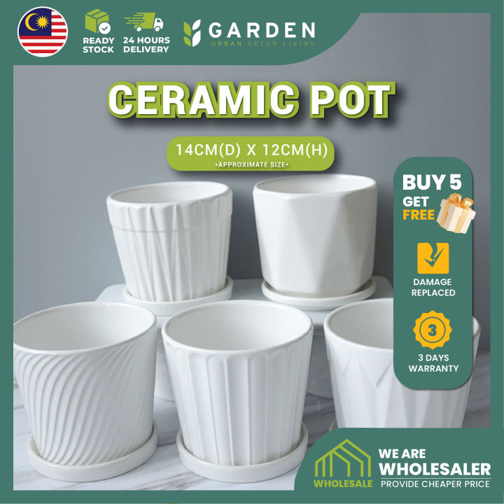 Yewfex Ceramic Pot Wave Diamon Design Simplified Style Flower Pot ...