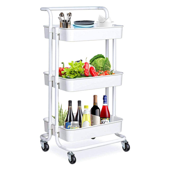 Heavy Duty Multifunctional 3-Tier (WHITE) Rolling Trolley Utility Cart ...