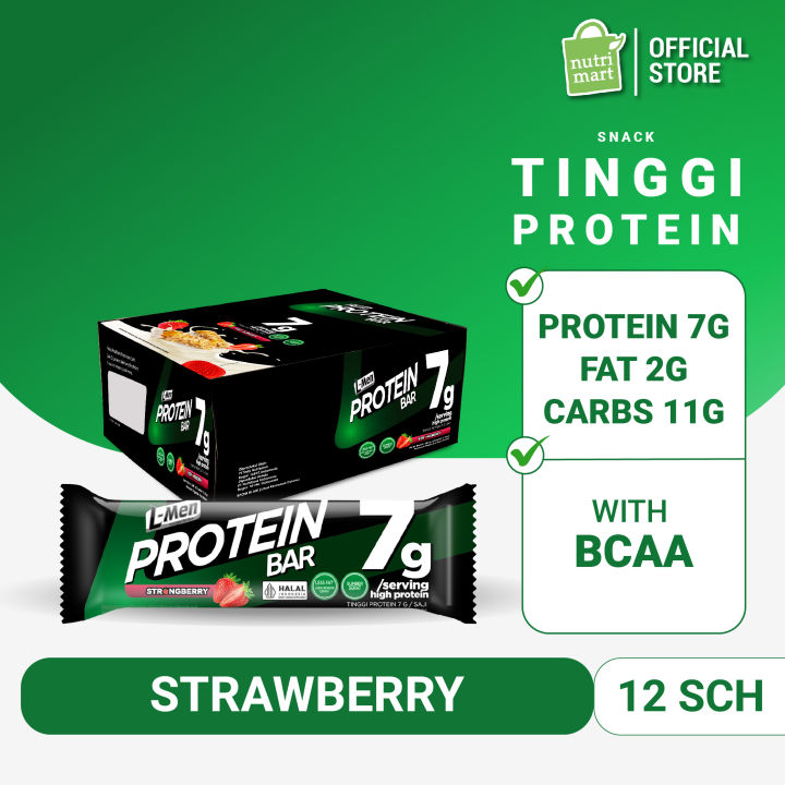 L-Men Protein Bar Strongberry 12 sachet with 7g protein / serving ...