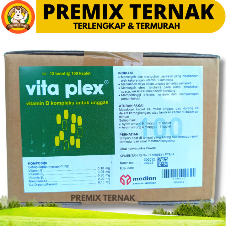 VITA PLEX 100 KAPLET 1 DUS (12 BOTOL) - Vitamin Unggas Ayam Burung Lengkap Vitaplex | Lazada ...