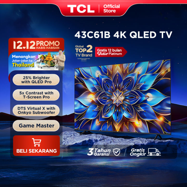 [Best Seller 4K QLED Google TV] TCL 43 inch C61B - T-Screen Pro - ONKYO ...