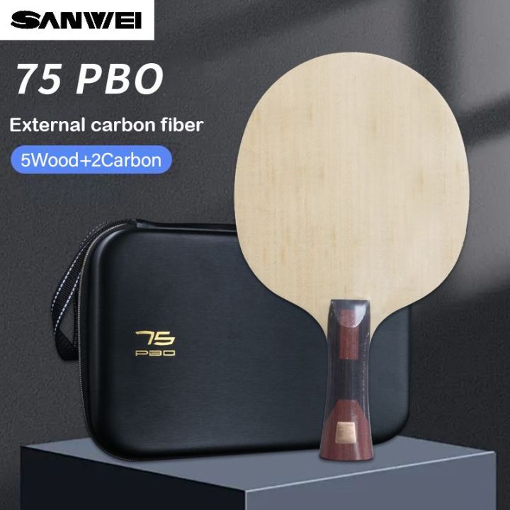 SANWEI SUPER 75 PBO ใบมีดลายกีฬาปิงปองคาร์บอนพร้อมกล่องแร็คเก็ตพรีเมี่ ...