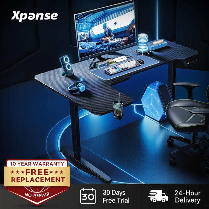 Xpanse Electric L-shape Meja Gaming Study Office Computer Adjustable Table Smart Standing Desk ...