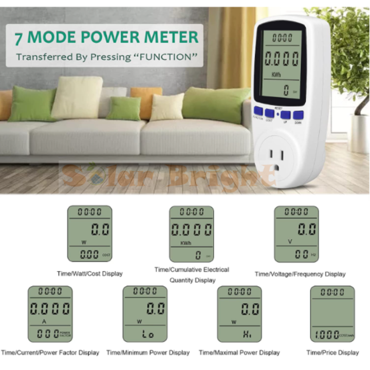 Power Meter Plug Electricity Meter Voltage Wattmeter Socket Digital Lcd Display Overload