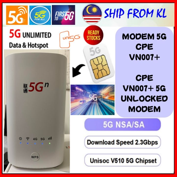 5G MODEM CPE VN007+ HIGH QUALITY ( 2.3Gbps 4LAN 64 WIFI) for all 5G MALAYSIA YES 5G UNXFI 5G ...