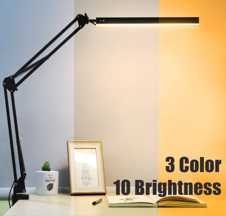 [TANBABY] Study Table Lamp Clamp Folding Long Arm Desk Lamp Clip-on ...