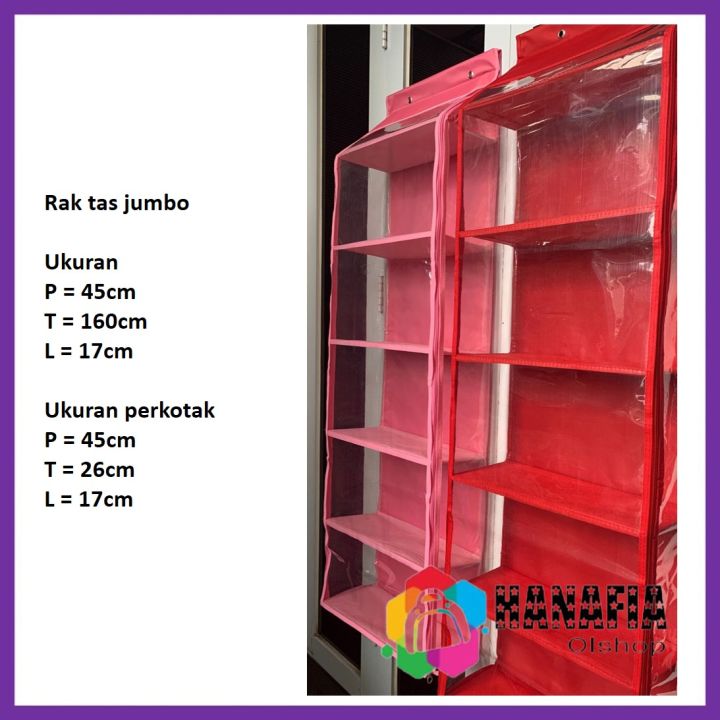 HANAFIA RAK TAS GANTUNG POLOS PAKAI RESLETING KANAN KIRI RAK TAS JUMBO ...