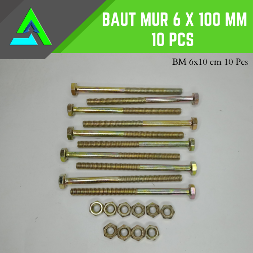 BAUT 10 + MUR PAKET 10 PCS BM 6X100(10CM) KUNCI 10 | Lazada Indonesia