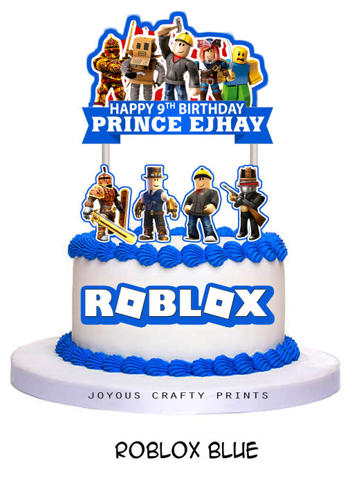 ROBLOX BLUE CAKE TOPPER PERSONALIZE NAME/AGE ONLY | Lazada PH