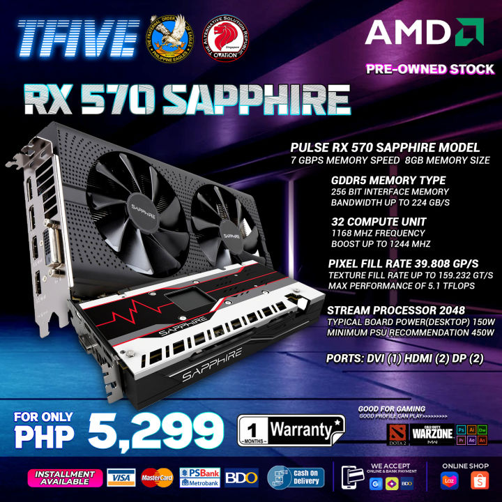 VIDEO CARD RX 570 8GB 256 BIT SAPPHIRE PULSE | Lazada PH