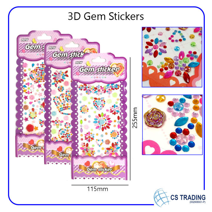 Self Adhesive 3D Glitter Flower Crystal Gems Jewel Diamond Sticker ...