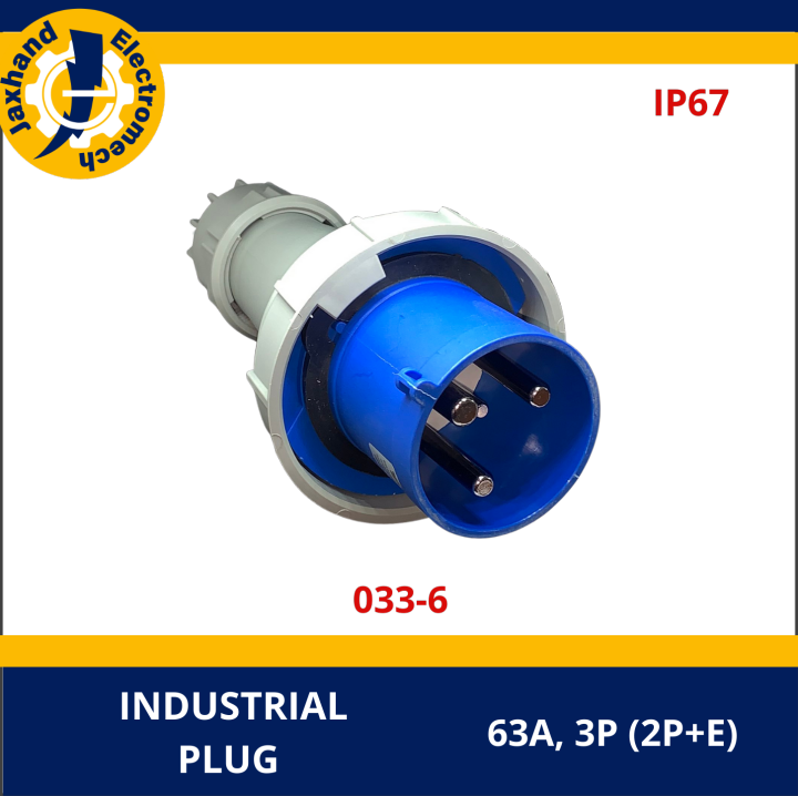 Industrial Male and Female Plug & Socket 63A, 3P (2P+E), IP67 CEE ...