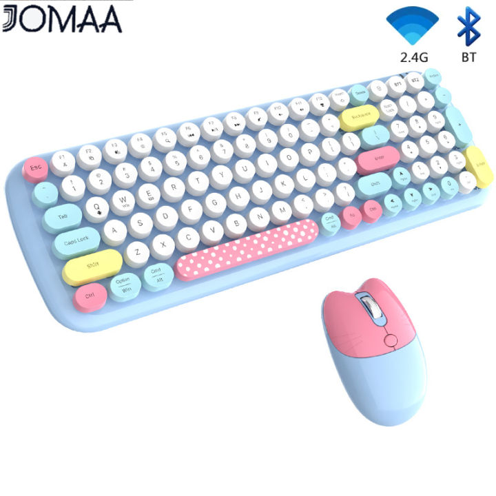 joa & mofi cute keycap 2.4g + bluetooth wireless keyboard mouse set for ...