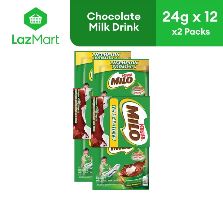 MILO ACTIV-GO Choco Malt Powdered Milk Drink 24g x 12s - Pack of 2 ...