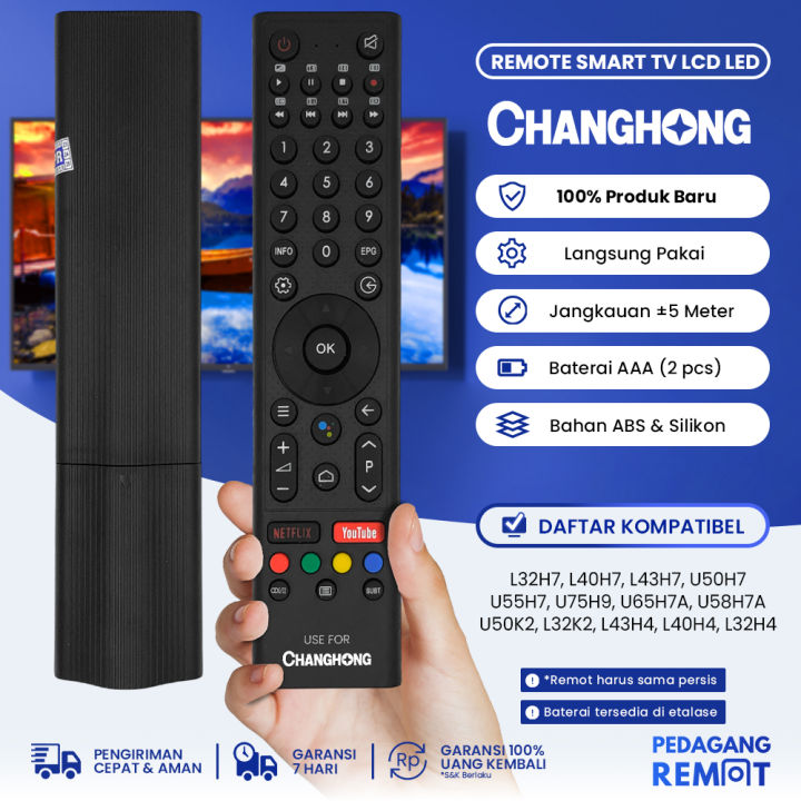 Remote Penggati untuk TV Changhong LCD LED Android Smart TV L32H7 L40H7 L32H4 U50H7 U55H7 L32K2 ...