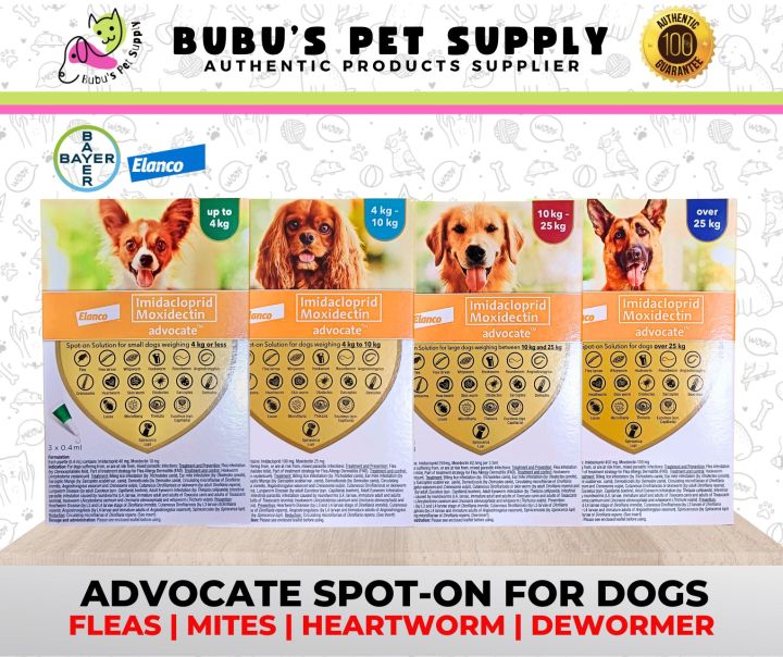 ADVOCATE SPOT ON FOR DOGS WITH STICKER (FLEAS, WORMS, AND HEARTWORM ...